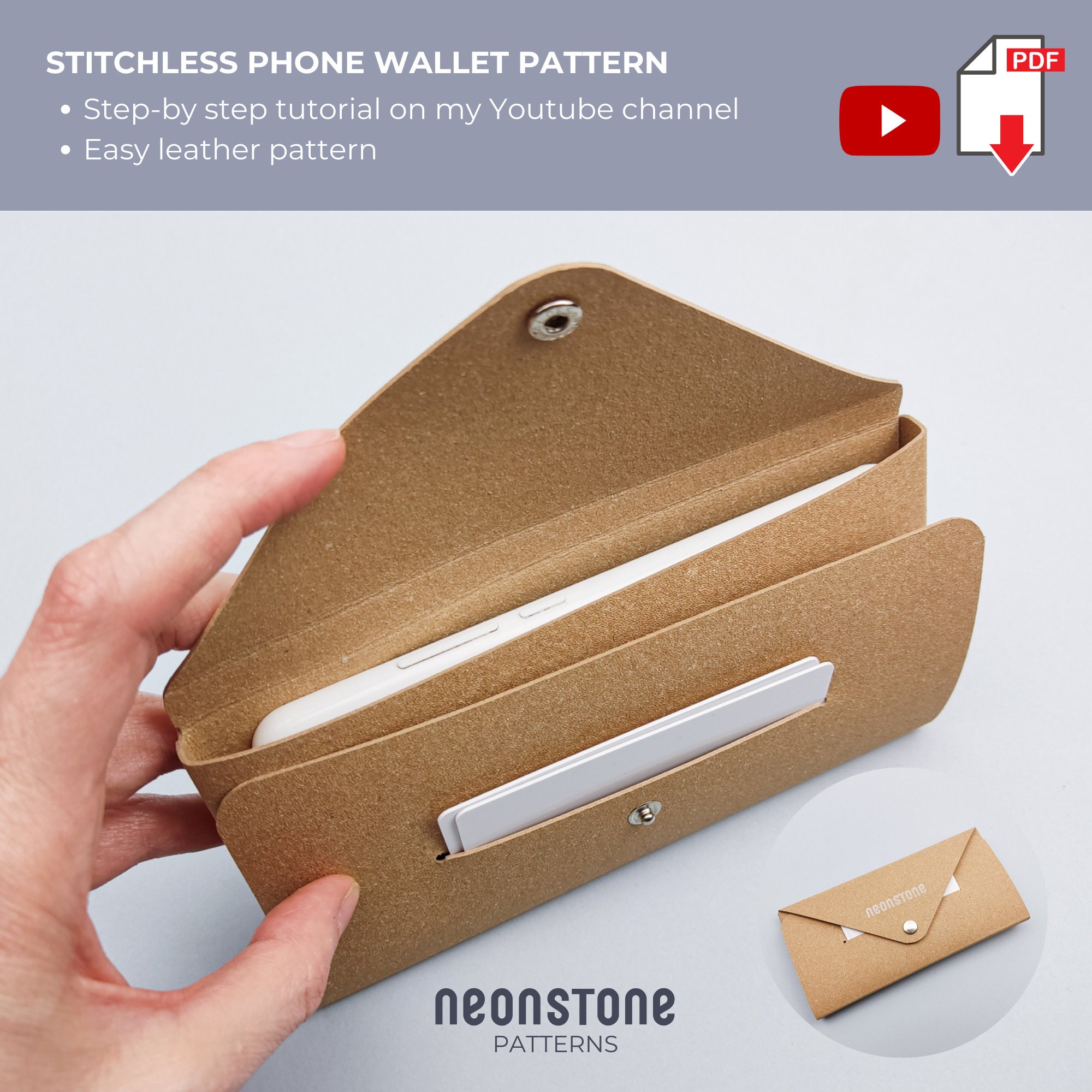 Leather Phone Wallet Pattern PDF, Leather iPhone Case Template ...