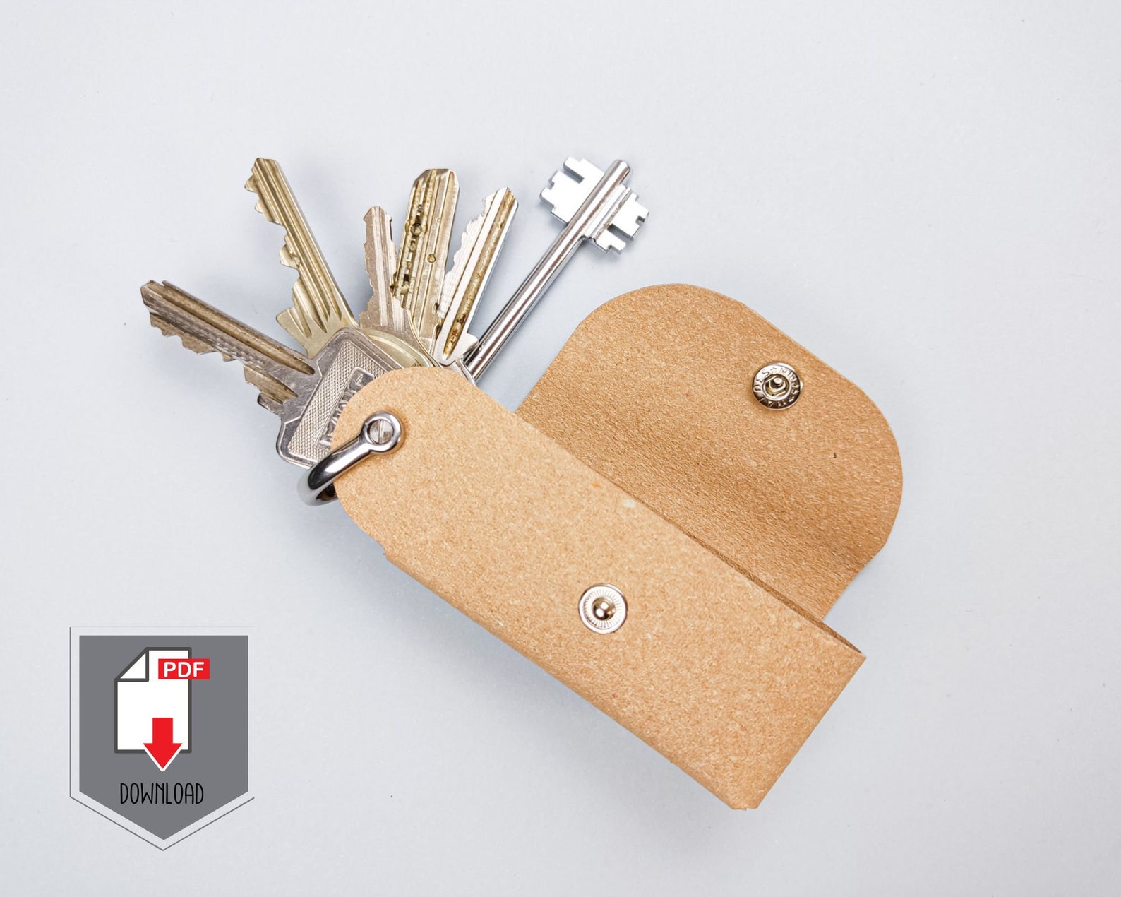 Leather Keychain Pattern PDF, Keychain Template for Men, DIY Christmas ...