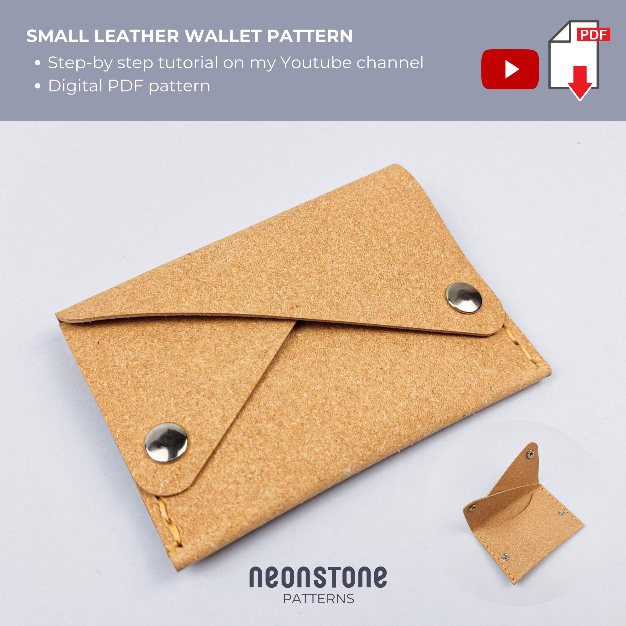 Small Wallet Pattern PDF, Pocket Leather Wallet for Men, Minimalist ...