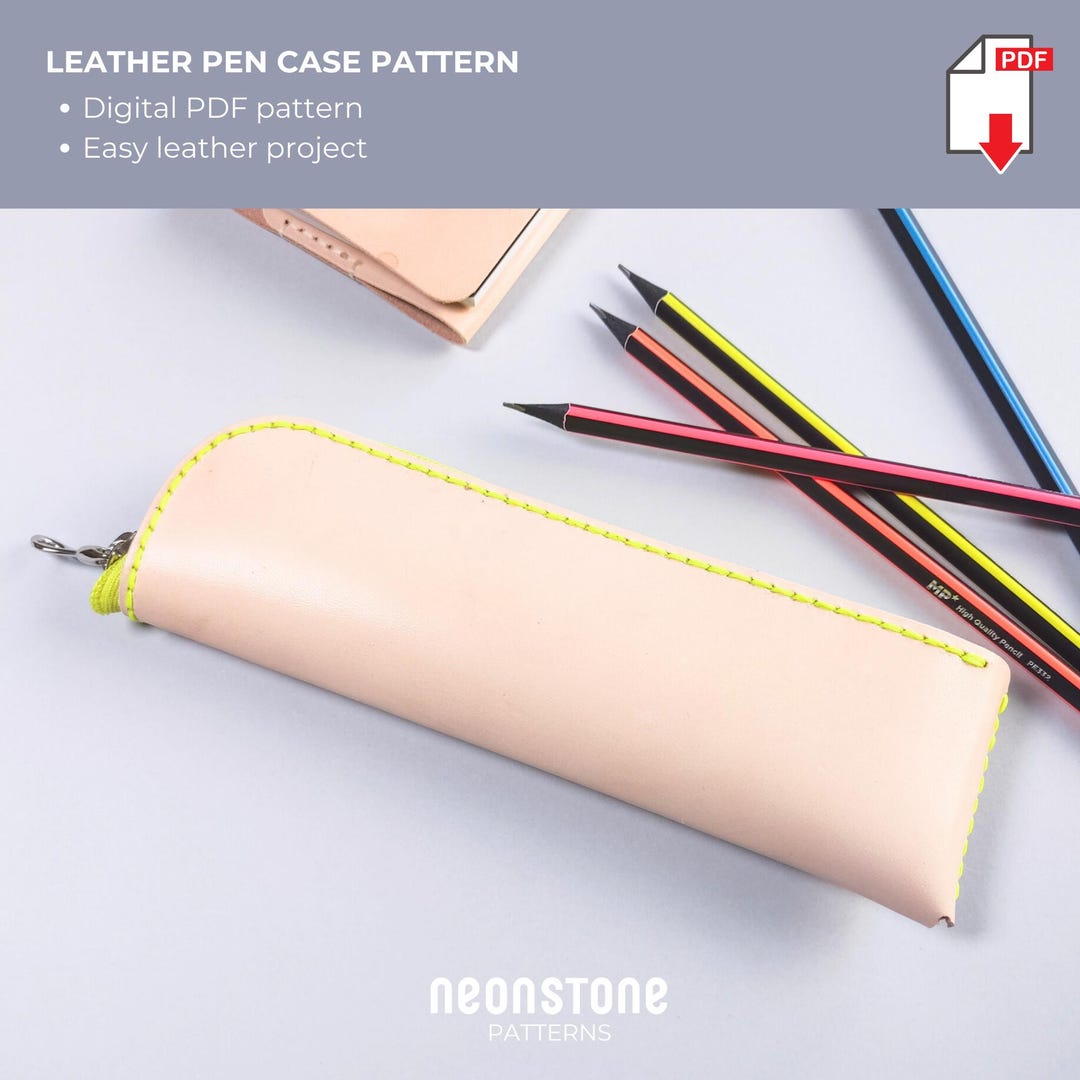 Leather Pencil Case Pattern, Pen Case Template PDF, Leather Zipper ...