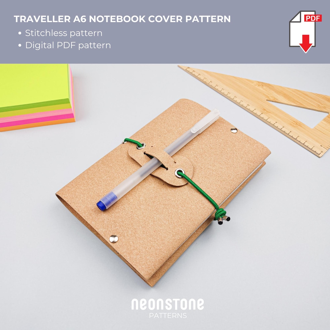 Notebook Cover Pattern PDF, Leather A6 Travelers Notebook Template ...