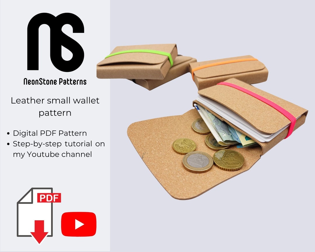 Small Leather Wallet Pattern PDF Stitchless Card Holder - Etsy