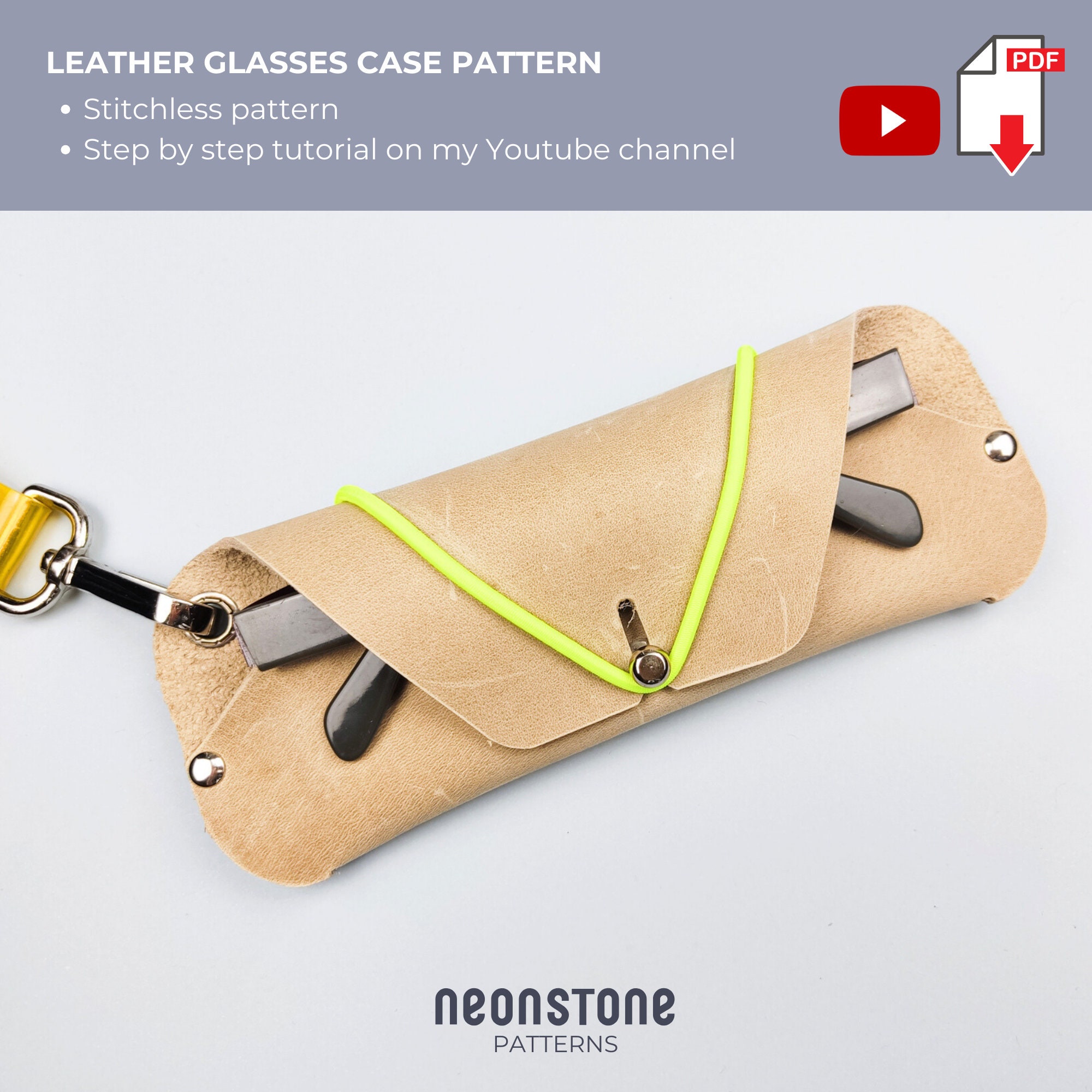 Stitchless Leather Glasses Case Pattern DIY PDF for Stylish Eyewear ...