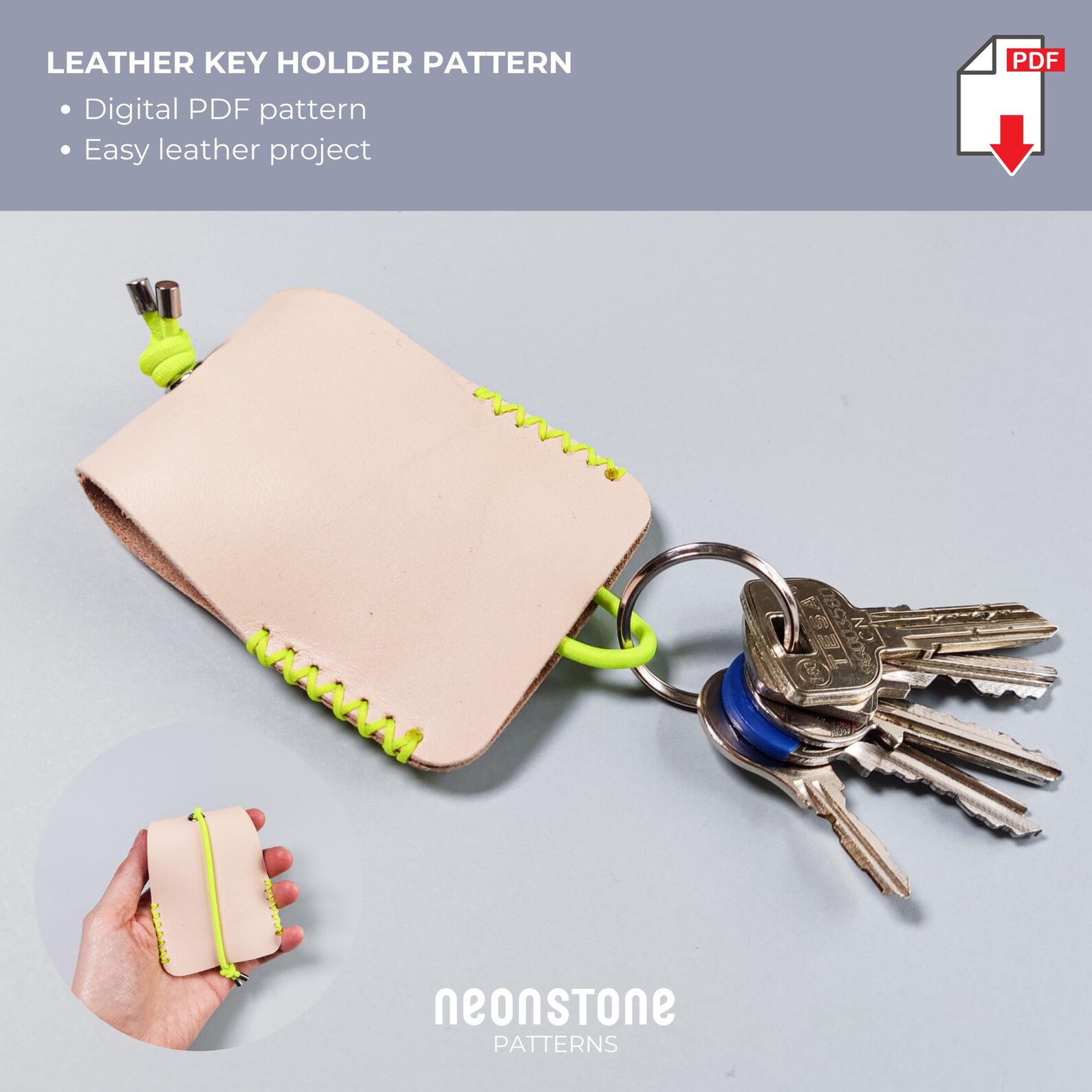 Leather Key Holder Pattern, Key Organizer Template PDF, DIY Leather ...