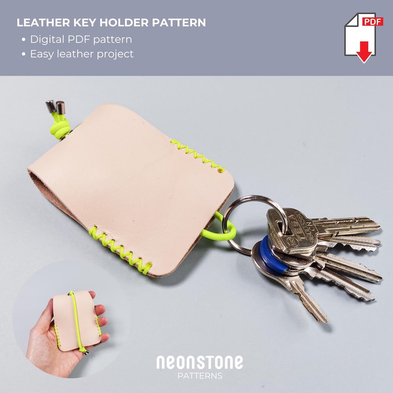 Leather Key Holder Pattern, Key Organizer Template PDF, DIY Leather ...