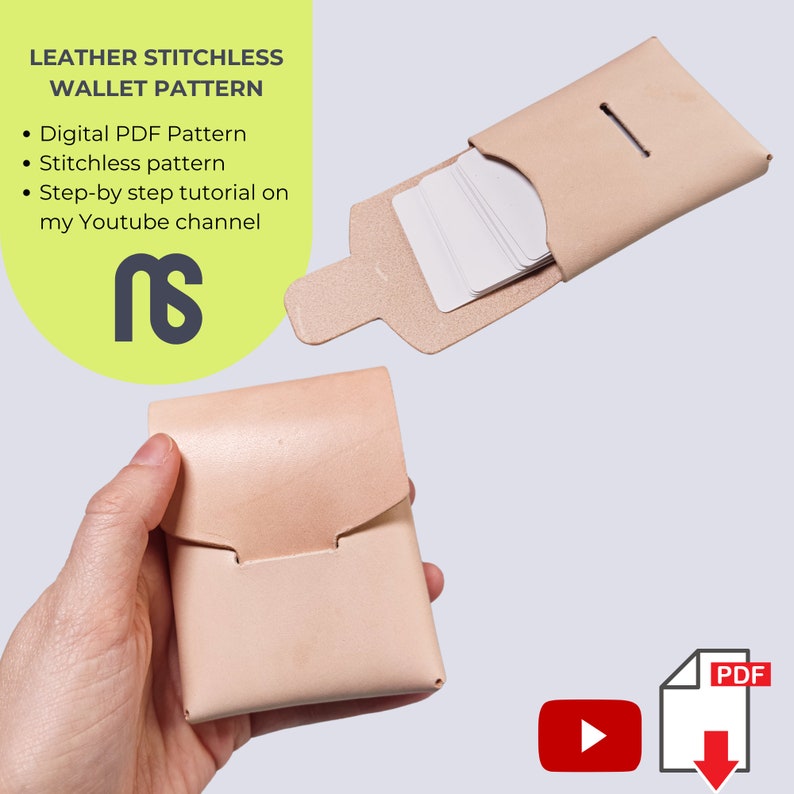 Stitchless Leather Wallet Pattern, Origami Wallet Pattern PDF, Leather ...