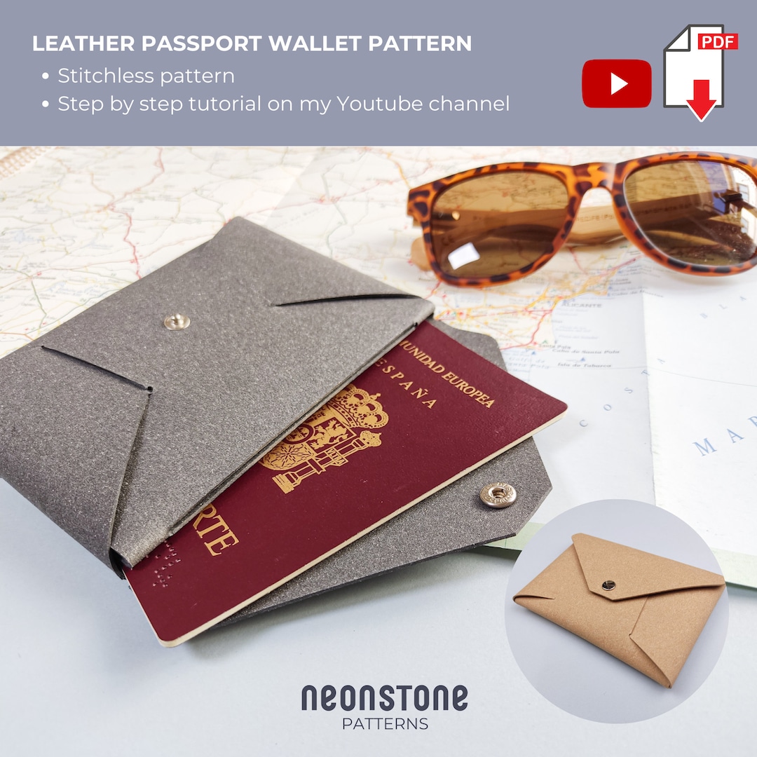 Leather Travel Wallet Pattern, Passport Wallet Pattern PDF, Passport ...