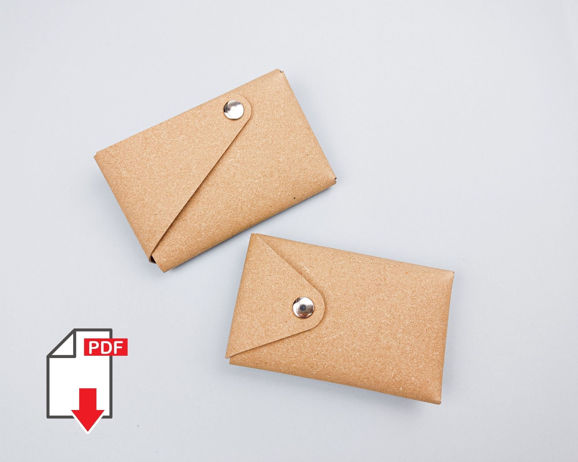 Stitchless Leather Wallet Pattern Set of 2 Card Holder - Etsy