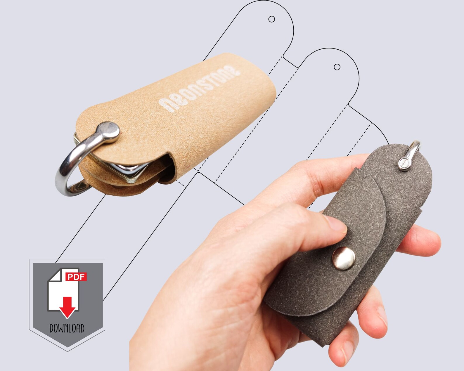 Leather Keychain Pattern PDF Keychain Template for Men DIY - Etsy