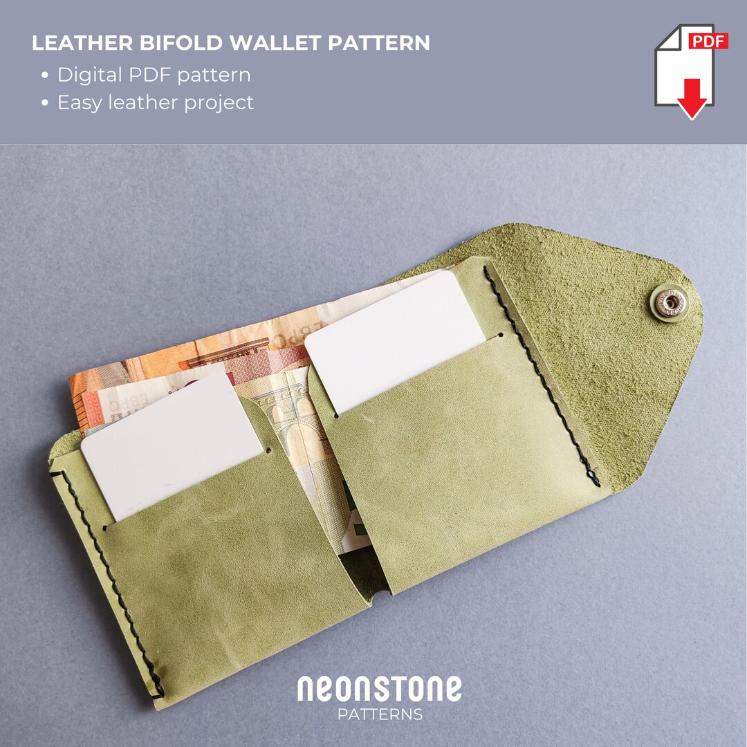 Leather Bifold Wallet Pattern, Leather Wallet Template Pdf, Mens ...