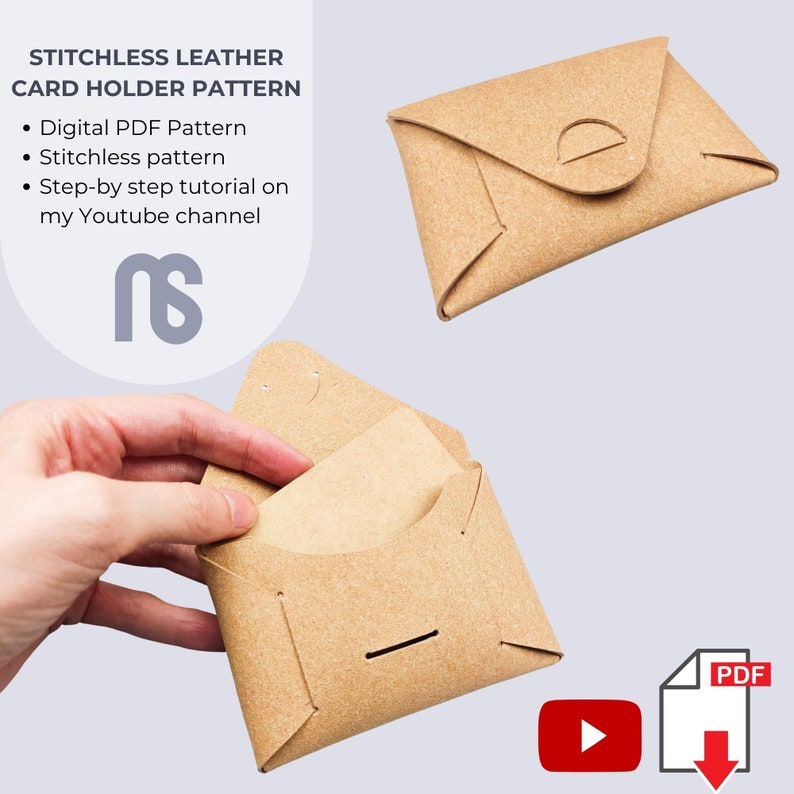 Leather Origami Card Holder Pattern PDF Download Pattern for - Etsy