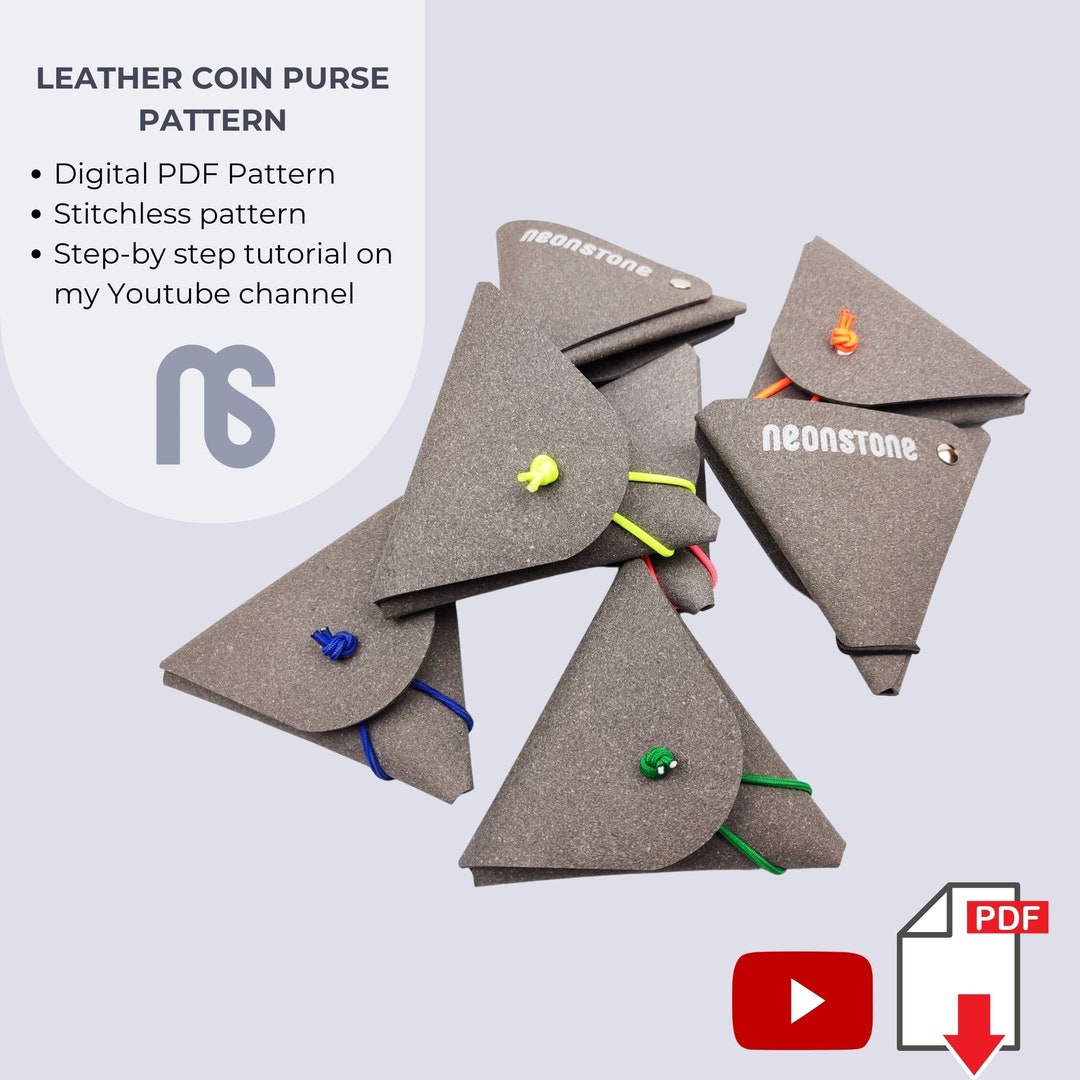 Leather Coin Purse Pattern PDF Small Wallet Template DIY - Etsy