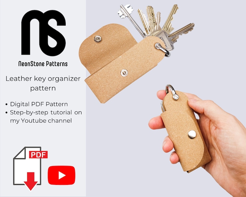 Leather Keychain Pattern PDF Keychain Template for Men DIY - Etsy