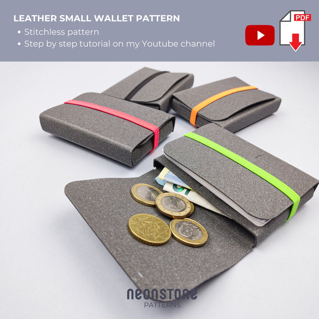 Small Leather Wallet Pattern PDF, Stitchless Card Holder Template, DIY ...