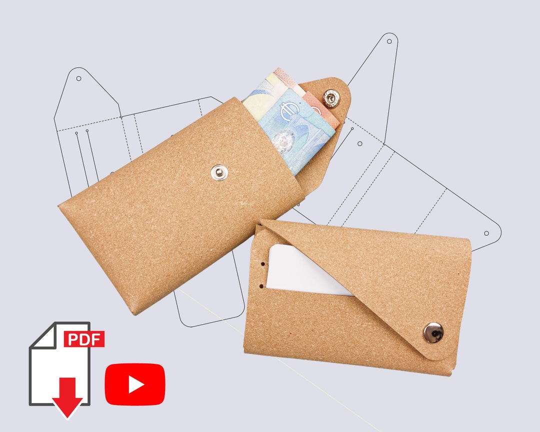 Stitchless Leather Wallet Pattern Set of 2 Card Holder - Etsy