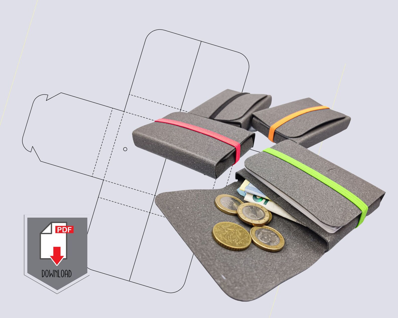 Origami Card Holder Pattern PDF Minimalist Wallet Template - Etsy