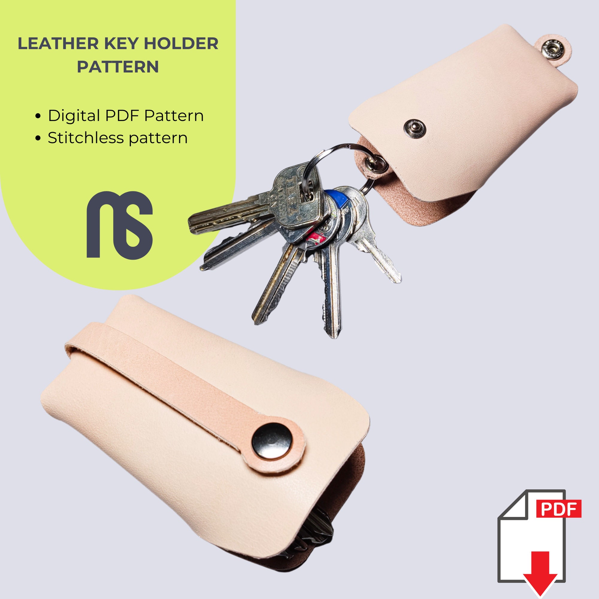 Stitchless Leather Keychain Pattern, Key Organizer Pattern PDF, Leather ...