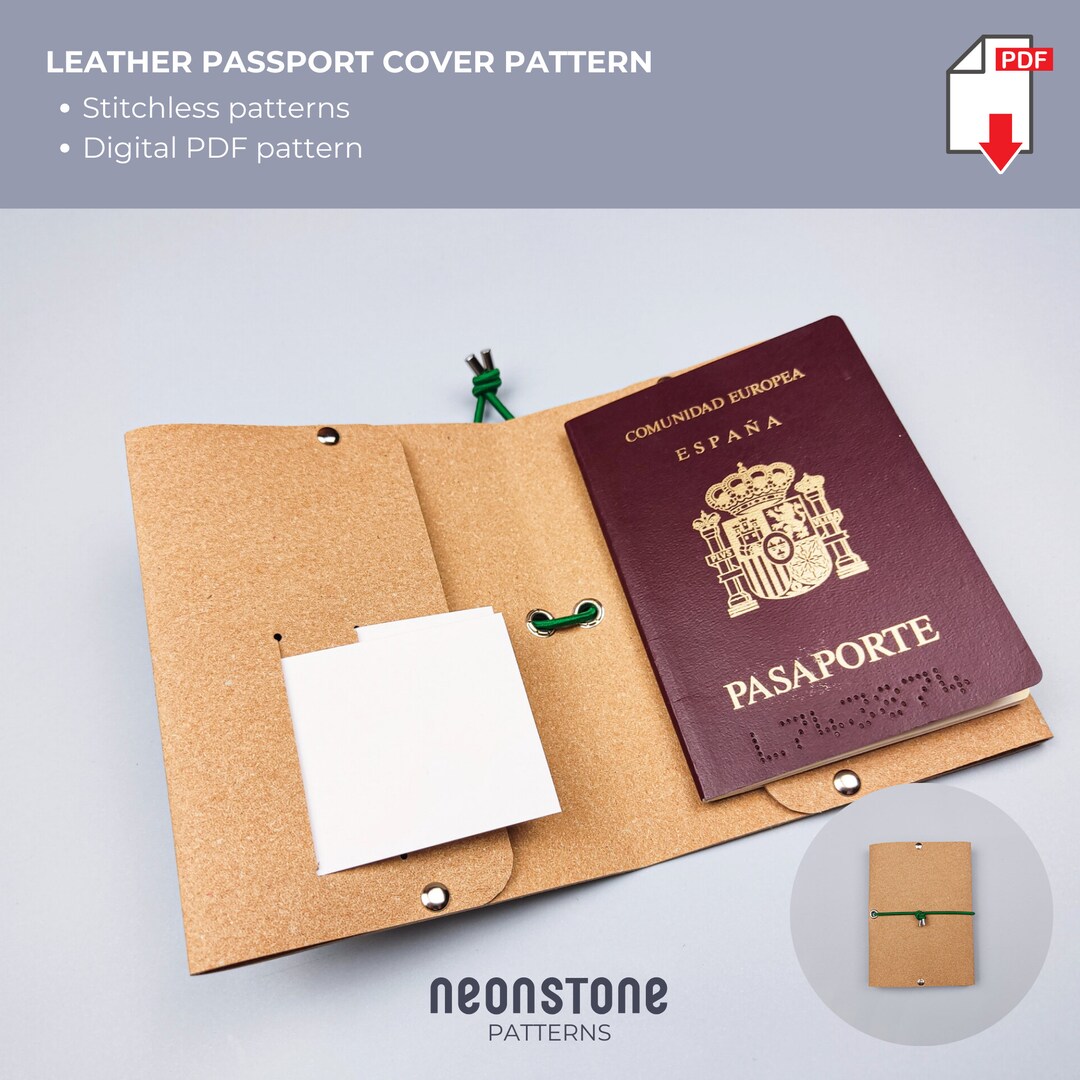 Leather Passport Cover Pattern PDF, Passport Holder Template, Passport ...