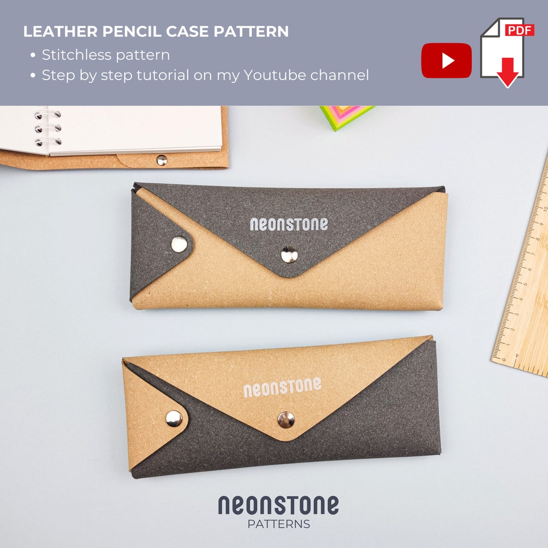 Leather Pencil Case Pattern, DIY Leather Pen Case for Men, Leather Pen ...