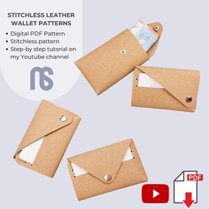 Stitchless Leather Wallet Pattern Set of 2 Card Holder - Etsy