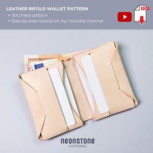 Leather Bifold Wallet Pattern, Origami Wallet Pattern, Wallet Template PDF, Stitchless Wallet ...