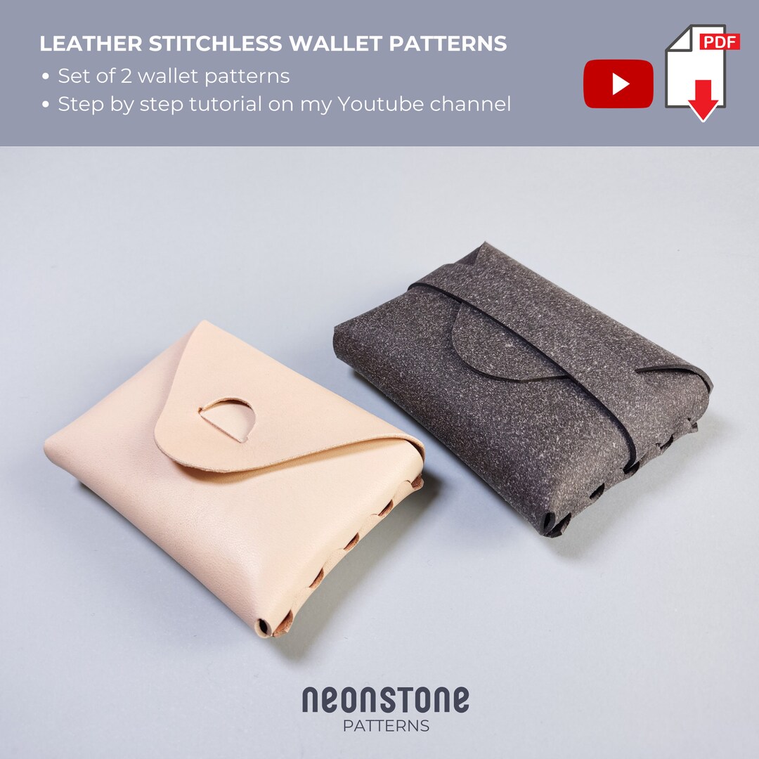 Stitchless Leather Wallet Pattern, Origami Card Holder Template PDF ...