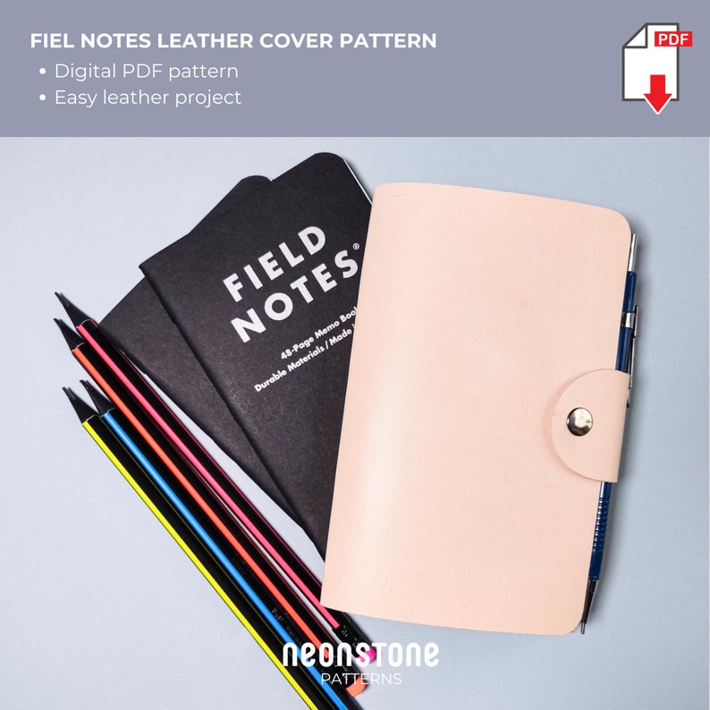 Field Notes Leather Cover Pattern, Notebook Cover Template, Field Notes ...