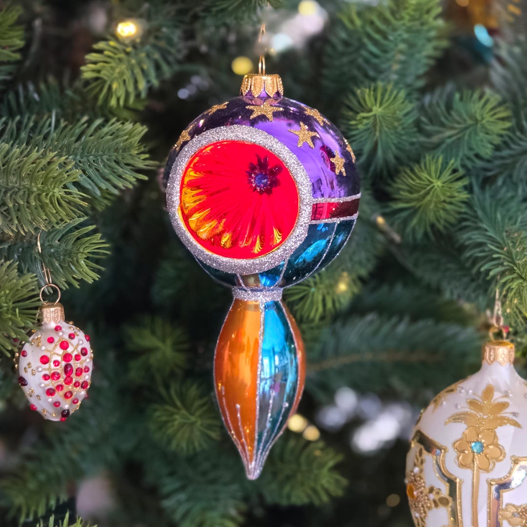 Miss Christmas Starlight Reflector Drop Hand-painted Blown Glass ...