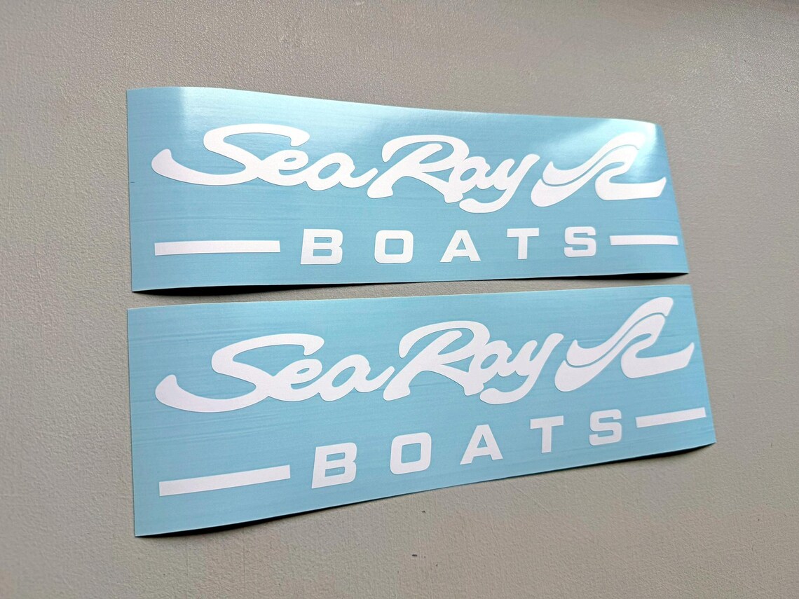 2x Sea Ray Boats Decals Trailer Vintage Pontoon Fishing Hull Marine ...