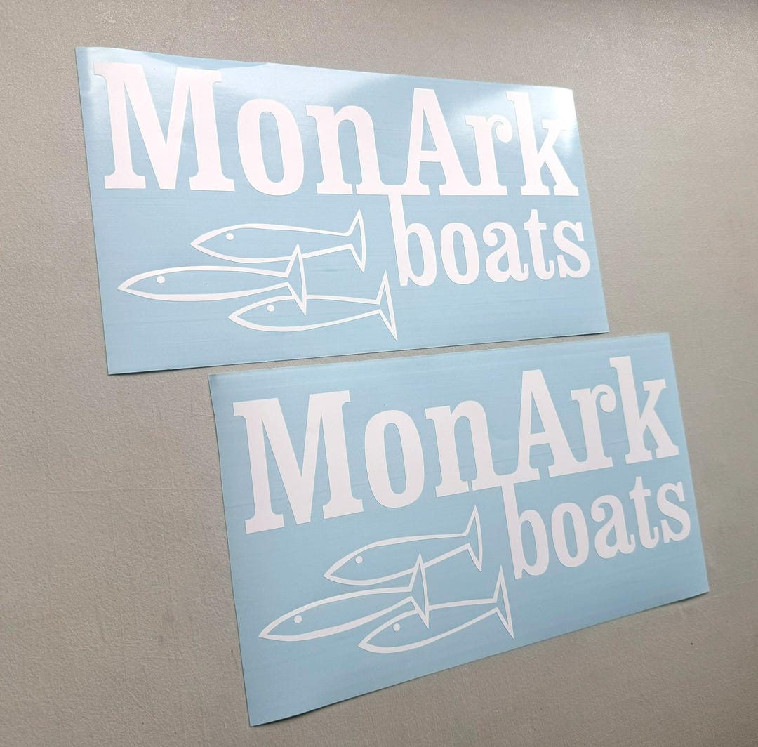 Monark Boats Fish Vintage Decals White SET OF 2 Vinyl Decal Stickers - Etsy