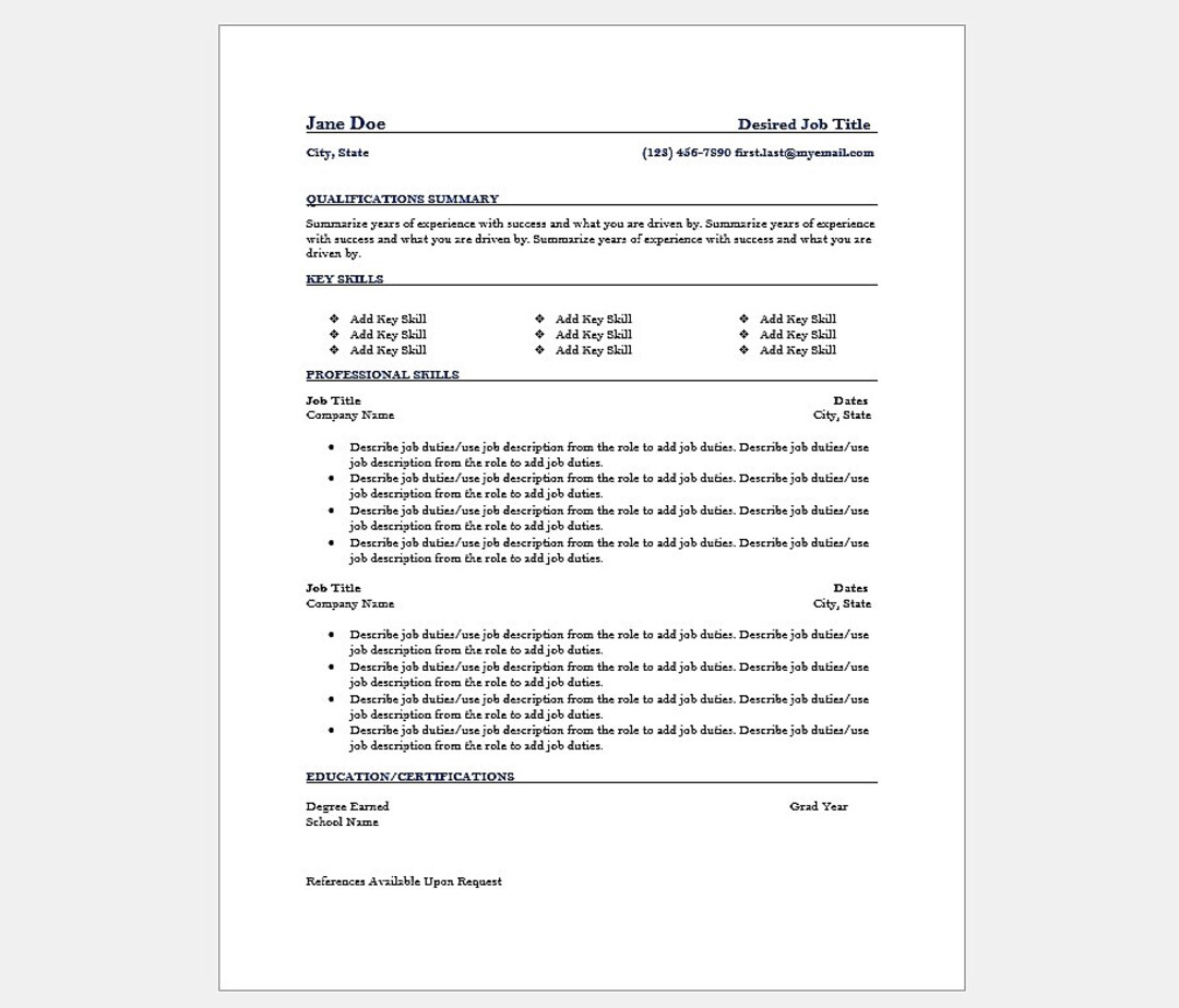 Modèle de CV ATS pour Word, Modèle de CV convivial ATS, Modèle de CV ...