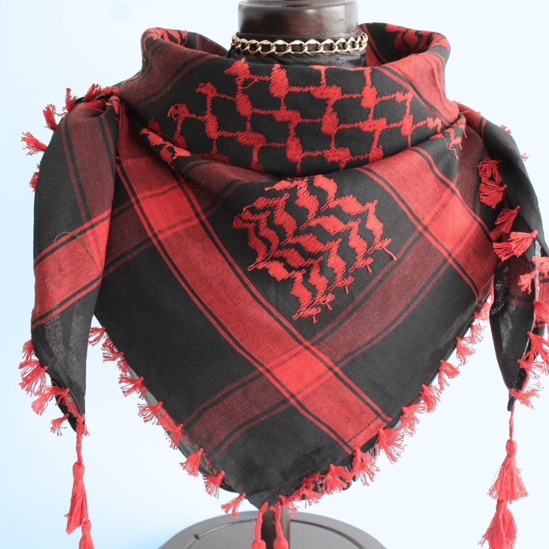 Red Black Shemagh Thobe, Afghan Dress, Kufeya, Turkish Hijab, Apology ...