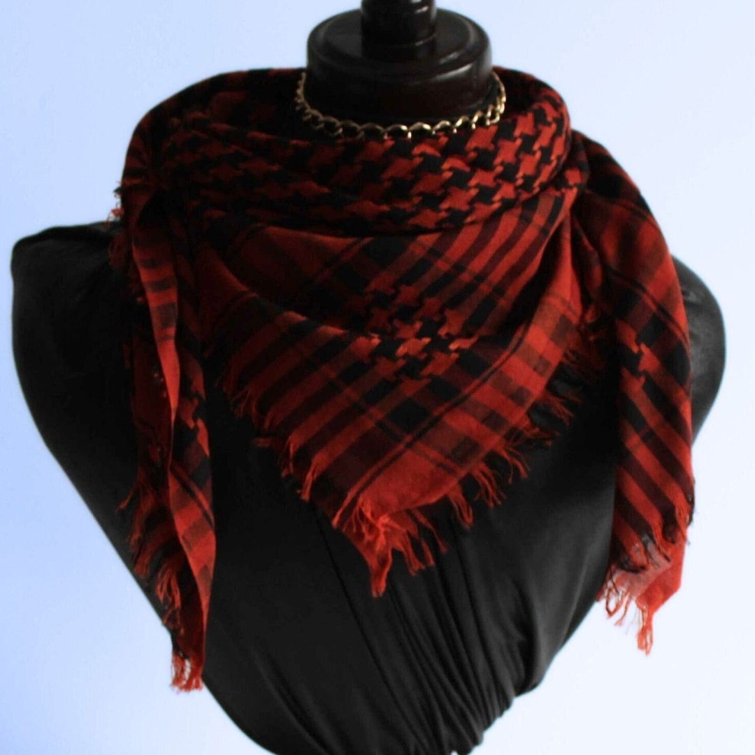 Petit plaid rouge foncé, shemagh, bufandas, kufiya, keffieh, écharpe ...