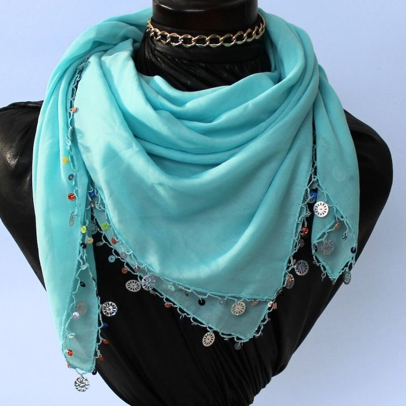 Turquoise Scarves - Etsy