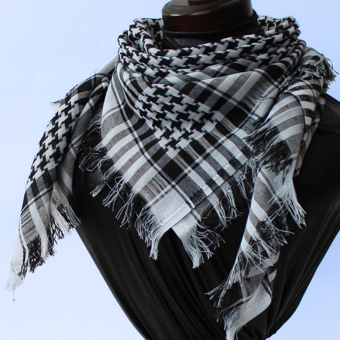 White Black Plaid Small, Shemagh, Bufandas, Kufiya, Keffiyeh, Scarf ...