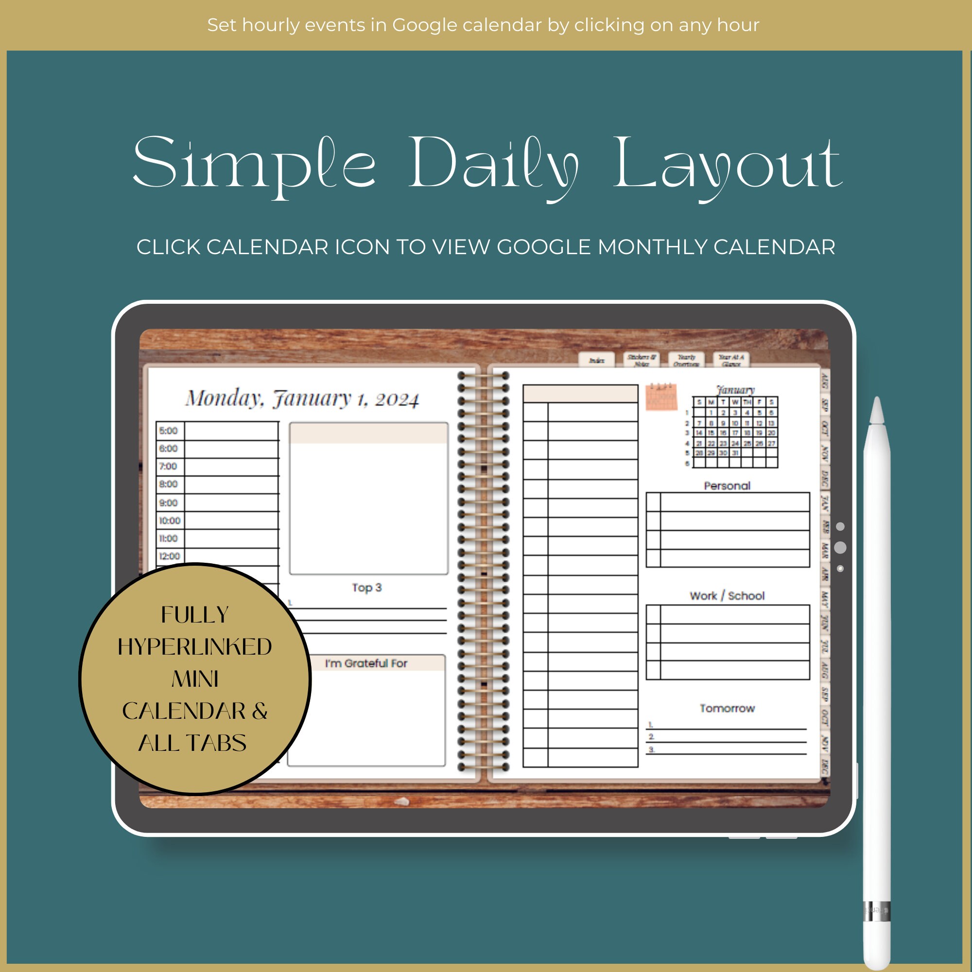 Digital Planner Mid Year 2023 2024 Digital Planner With Links - Etsy