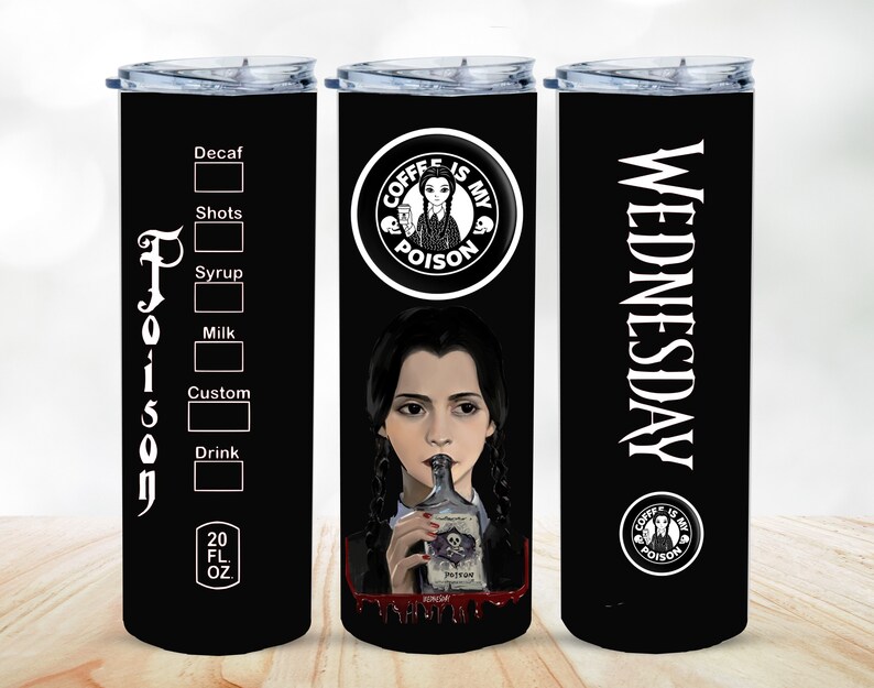 Wednesday Addams Sublimation 20 Oz Skinny Tumbler PNG Wraps Bundle - Etsy