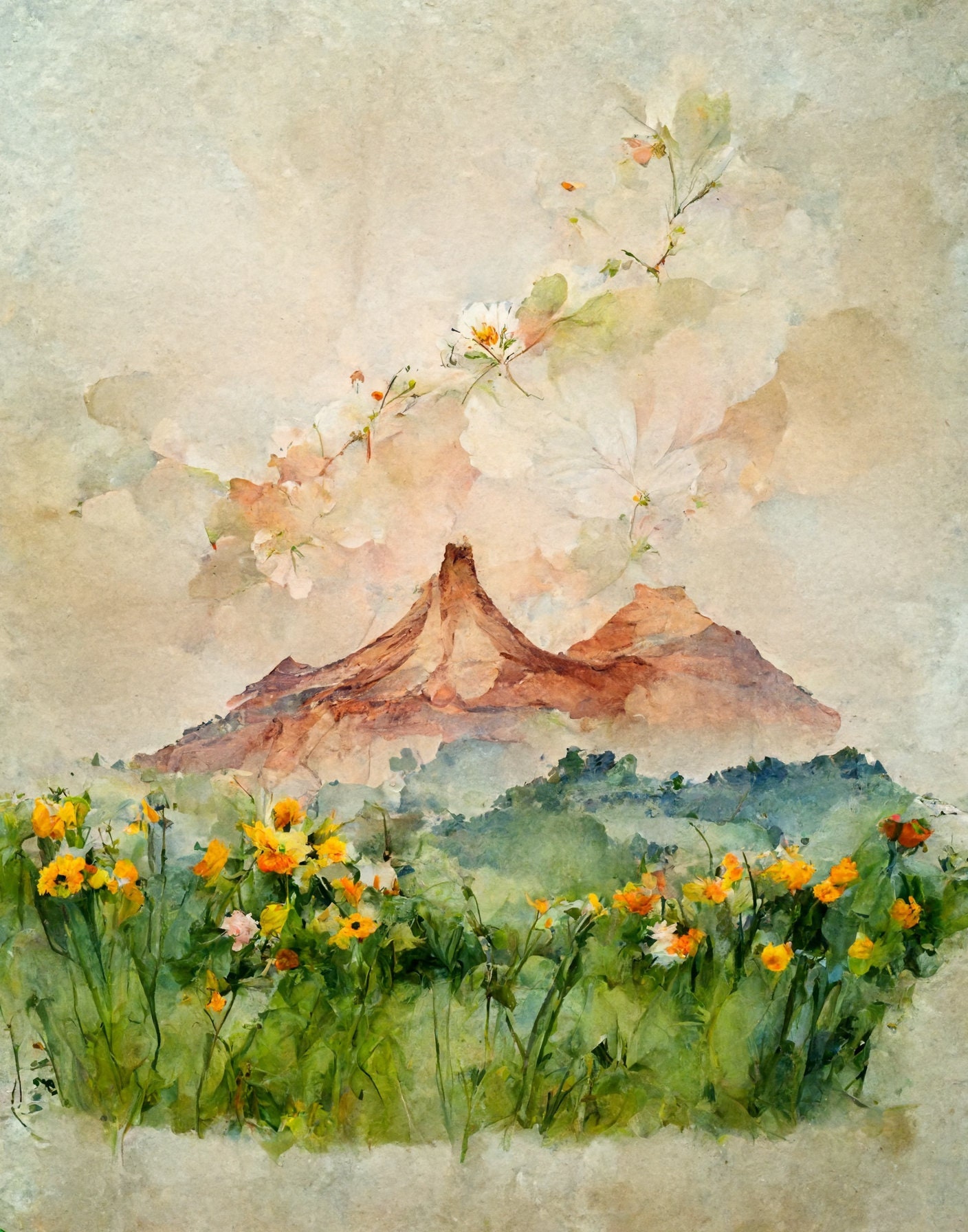 Spring Watercolor Landscape Poster Digital Download - Etsy