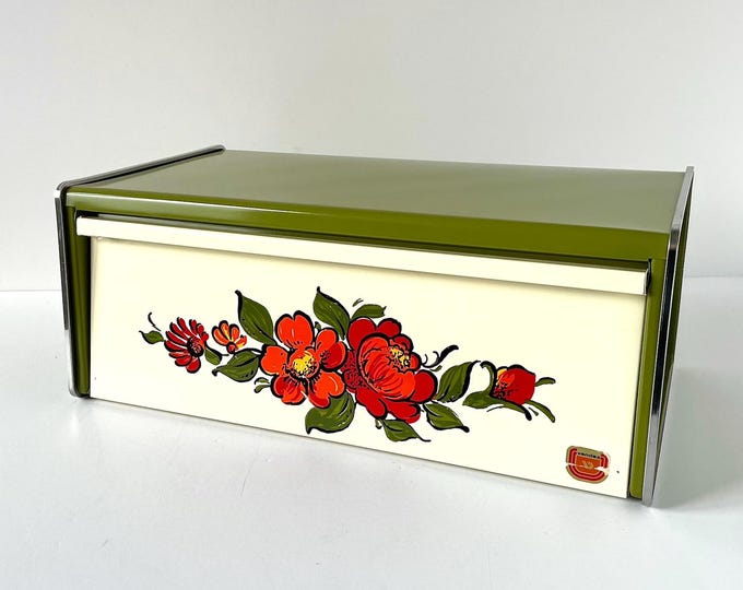 70s Bread Box Atomic Space Age Design VENDEX Vintage Mid Century Metal ...