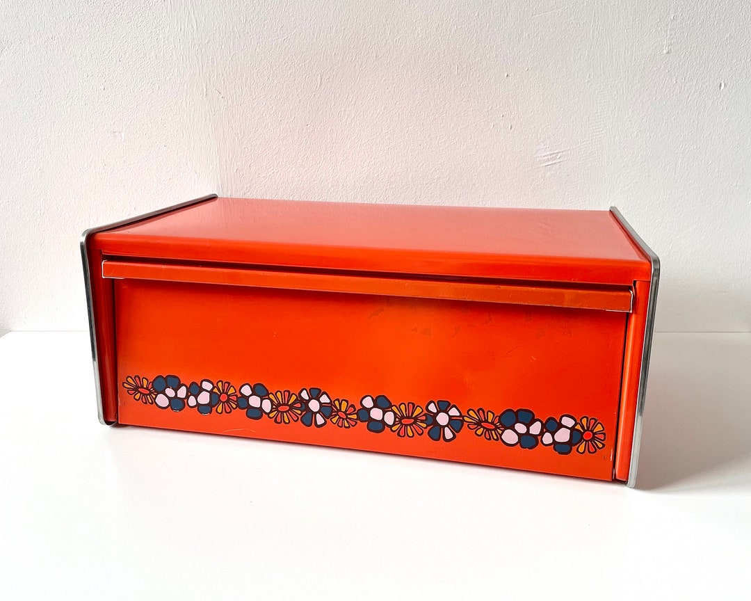 70s Bread Box Atomic Space Age Design Vintage Mid Century Metal Bread ...