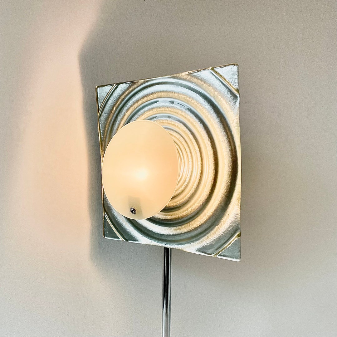 Postmodern 90s Swedish Design Table Lamp, Retro Tall Glass Lamp, Atomic ...