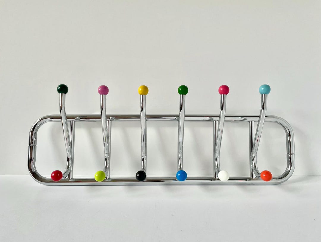 70s Chrome Sputnik Wall Mounted Coat Rack 12 Hooks Vintage Atomic Space ...