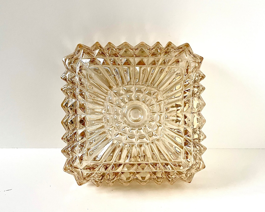 Antique Ceiling Light Amber Flush Mount Vintage 60s Gold Pearlescent ...