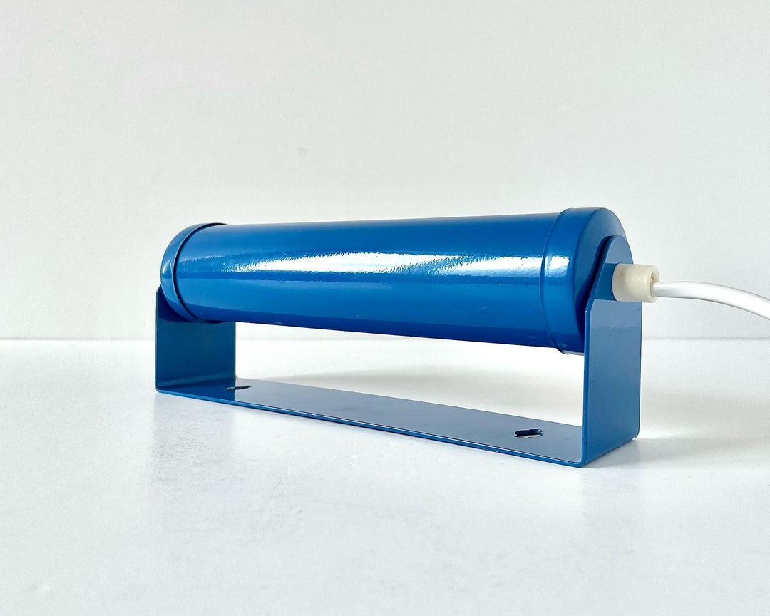 80s Cobalt Blue Plug in Wall Sconce Vintage Minimalist Bedside Lamp Mid ...