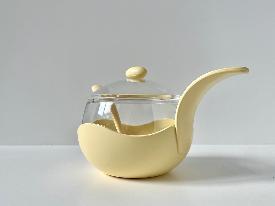 New in Box GUZZINI Sugar Bowl Pastel Yellow Glass Preserve Jar, Italian ...