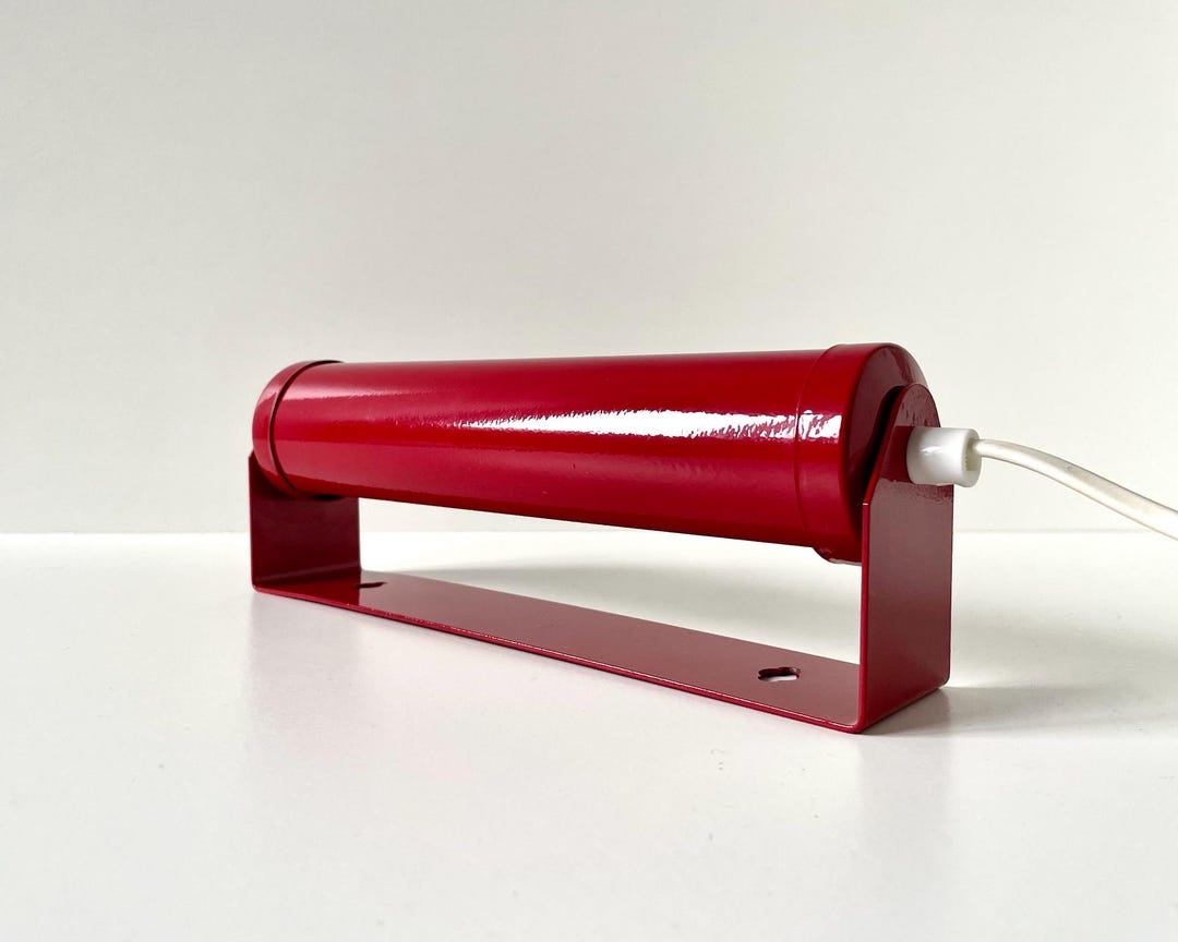 80s Deep Red Plug in Wall Sconce Vintage Minimalist Bedside Lamp Mid ...