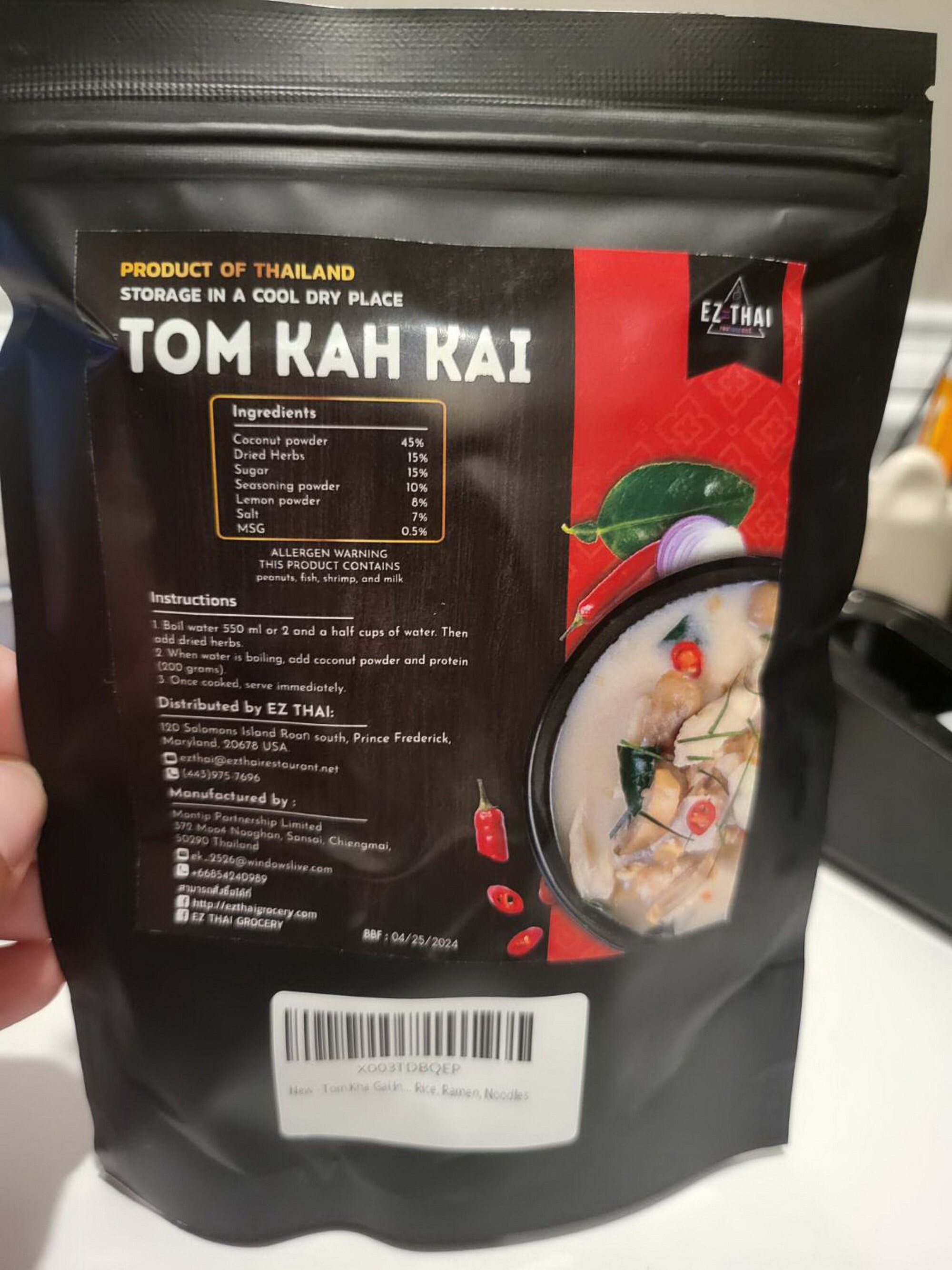 EZ THAI Tom Kha Gai Instant Soup Kit - 1.62oz Authentic Thai Flavor ...