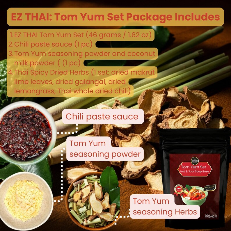 Authentic Thai Tom Yum Soup Mix – Hot & Sour Spicy, Chili Paste, Dried ...