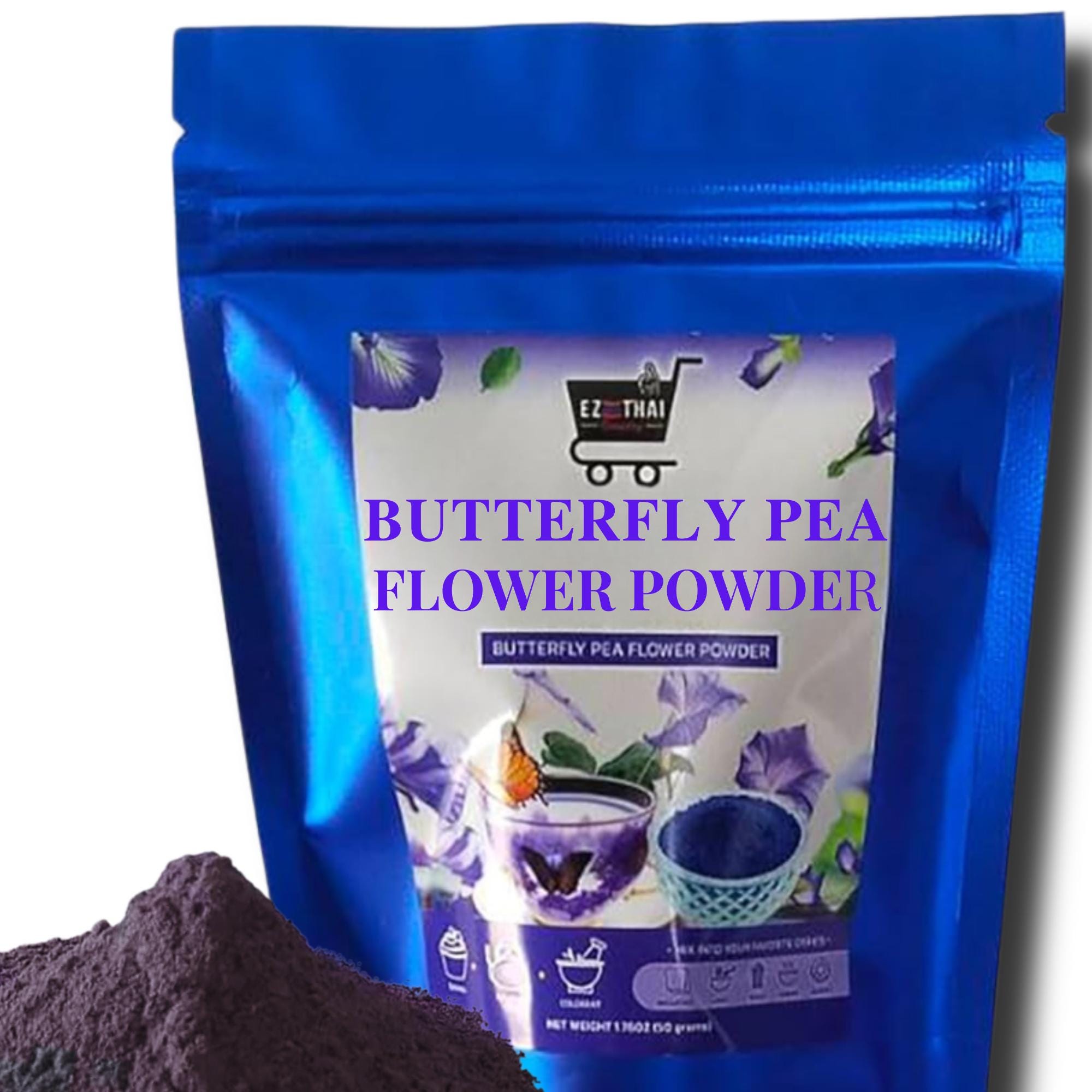 Butterfly Pea Flower Powder 1.76oz (50g) | 100% Natural Blue Herbal Tea ...