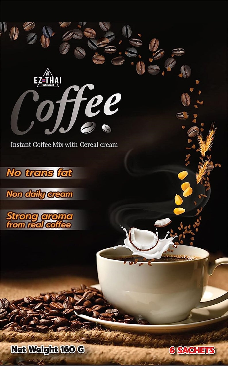EZ THAI Instant Coffee Beverage Mix With Cereal Cream Strong Aroma Thai ...
